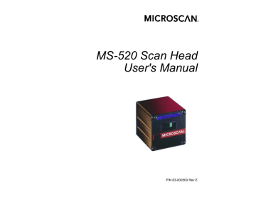 Microscan MS-520 Scan Head, MS-525 Scan Head User Manual | Manualzz
