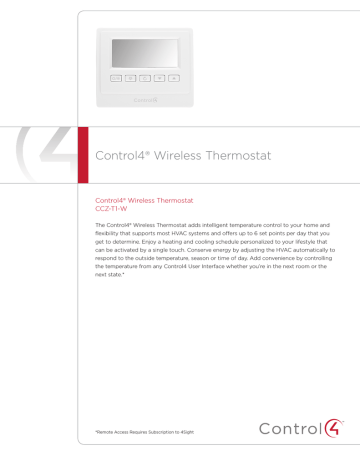 Control4 Wireless Thermostat V2 Data Sheet | Manualzz