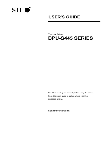 Seiko Instruments DPU-S445 User`s guide | Manualzz