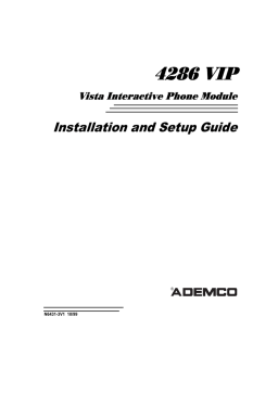 ADEMCO Vista 4286 VIP - Setup Guide, User's manual
