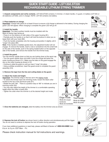 Black & Decker LST220 String trimmer Quick Start Guide | Manualzz