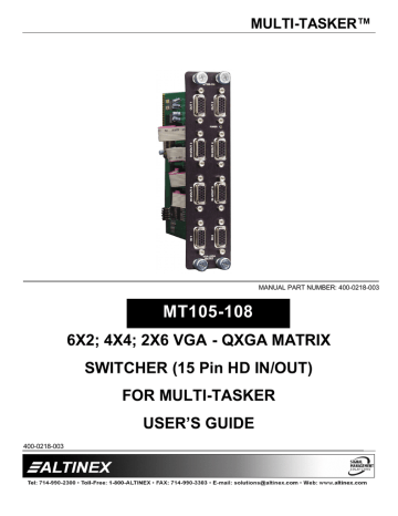 VGA-QXGA matrix switcher MT105 108 User's Guide | Manualzz