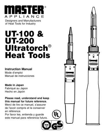 Master Appliance UT-200, Ultratorch UT-200, UT-100, Ultratorch UT-100 ...