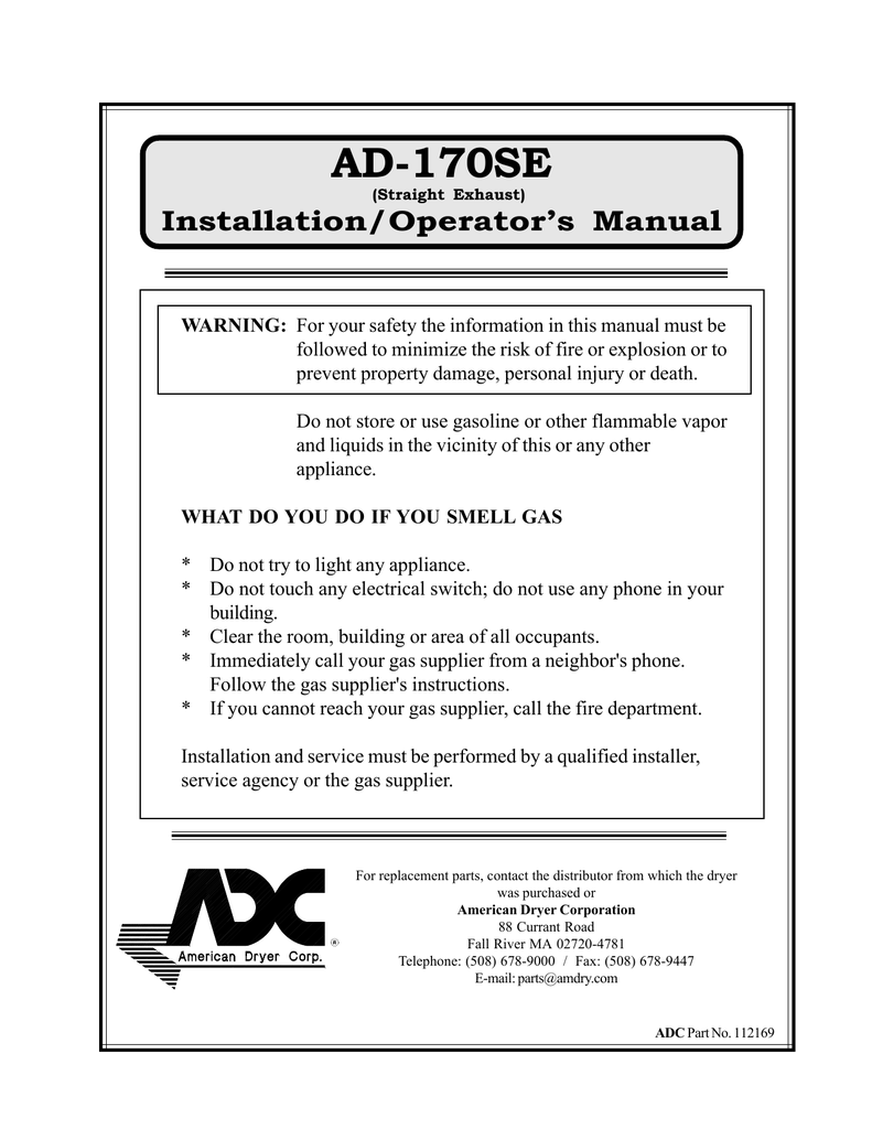 ADC AD-170SE User manual | Manualzz