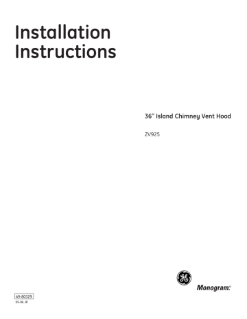 Monogram ZV925SLSS 36 Inch Island Chimney Hood Installation ...