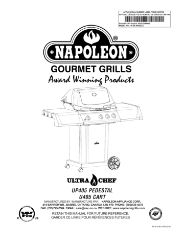 NAPOLEON Ultra Chef UP405 PEDESTAL Assembly Instructions Nstructions ...