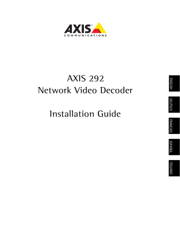 User manual | AXIS 292 Network Video Decoder Installation Guide | Manualzz
