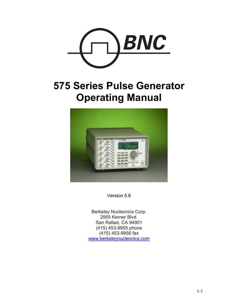 BNC 575 Series Operating Manual | Manualzz