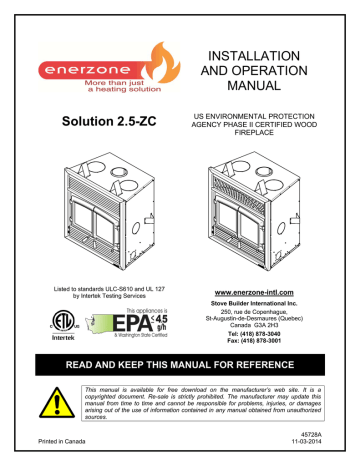 Enerzone Solution 2.5-ZC Installation and Operation Manual | Manualzz