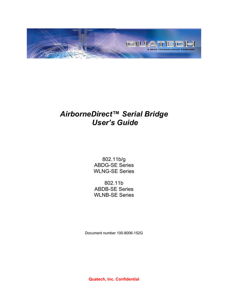 User's Guide | Quatech AirborneDirect ABDB-ET Series User`s guide ...