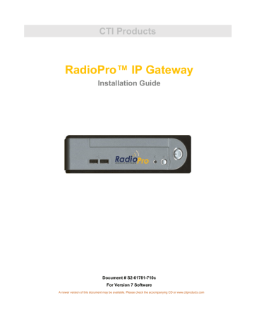 CTI Products RadioPro Installation guide | Manualzz