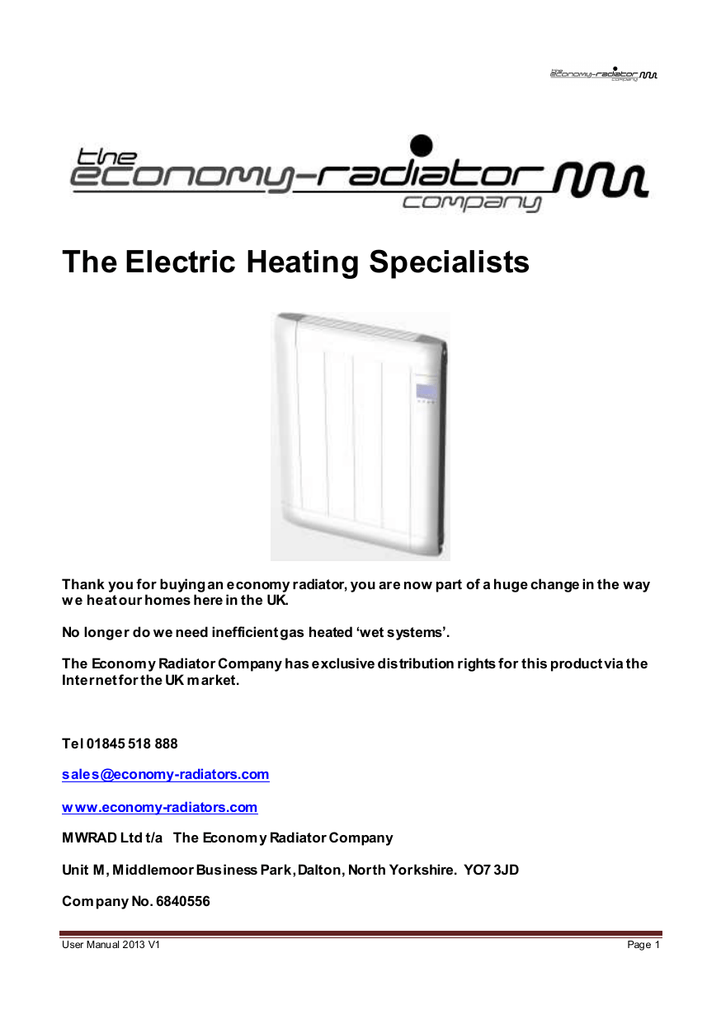 economy radiator Electric radiator User manual | Manualzz