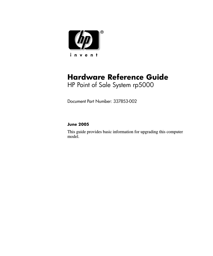 HP rp5000 Point of Sale User manual | Manualzz