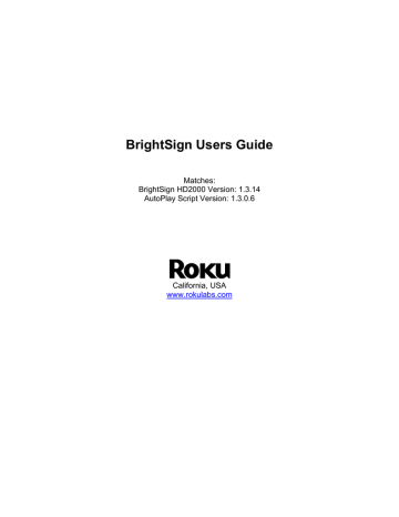 Roku BrightSign HD2000 User Guide | Manualzz