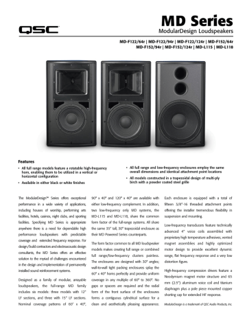 QSC MD series full range passive speakers Spec Sheet | Manualzz