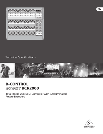 Behringer BCR2000 Controller Specification | Manualzz