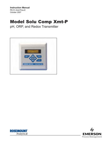 Rosemount XMT-P pH Two-Wire Analyzer Transmitter Instruction manual ...