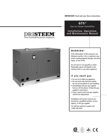 DriSteem GTS Installation, Operation and Maintenance Manual | Manualzz