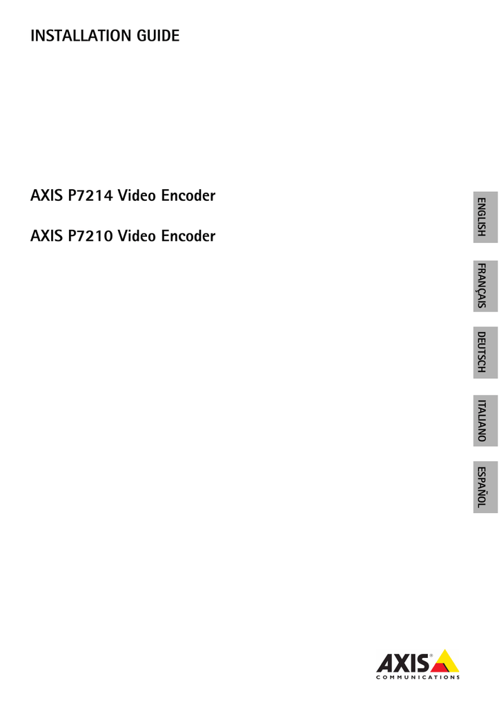 Axis P7210 Installation guide | Manualzz