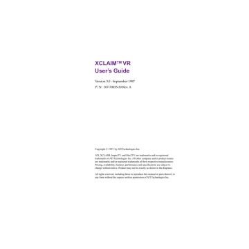 ATI XCLAIM VR User’s Guide | Manualzz