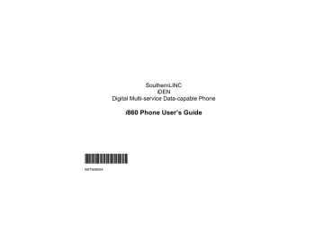SouthernLINC i860 Phone User’s Guide | Manualzz