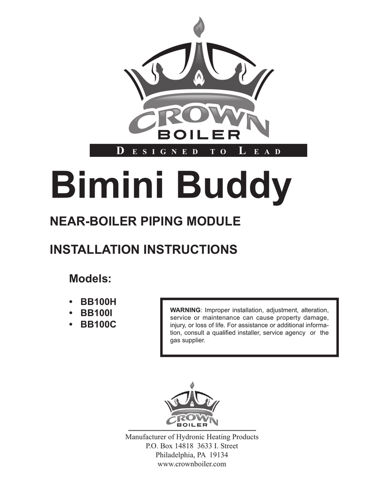 Crown Boiler Bimini Residential BWC BB, BWC120, Bimini Buddy ...