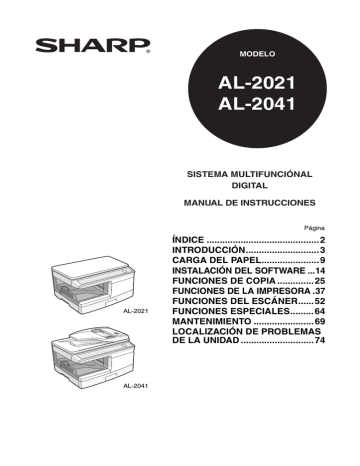 Sharp AL-2021 Manual de usuario | Manualzz