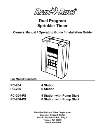 Rain Bird PC-206-PS Installation guide | Manualzz
