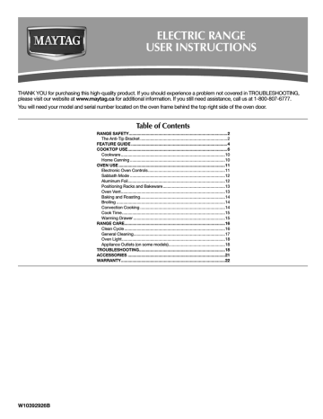 Maytag Electric Range User Instructions | Manualzz