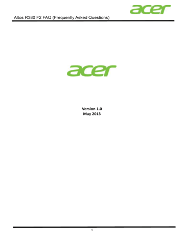 Altos R380 F2 FAQ - Acer Server | Manualzz