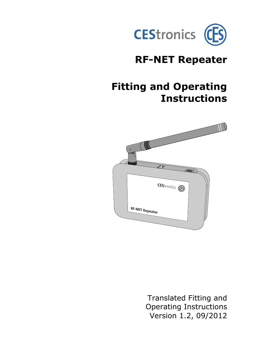 CEStronics RF-NET Repeater Fitting And Operating Instructions | Manualzz