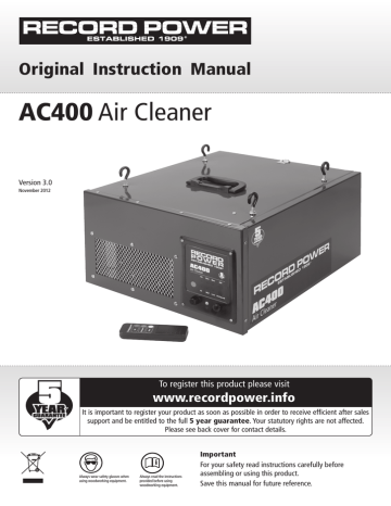 Record Power AC400 Original Instruction Manual | Manualzz