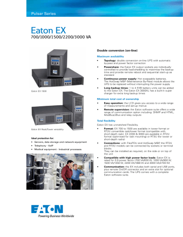 Eaton EX 3000 RT2U Uninterruptible Power Supplies (Upss) Leaflet | Manualzz