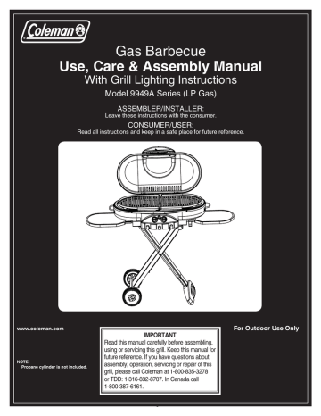 Coleman 9949 Series Assembly Manual | Manualzz