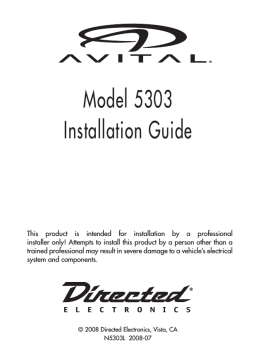 Avital 5303 - installation Guide, Owner's manual, User manual