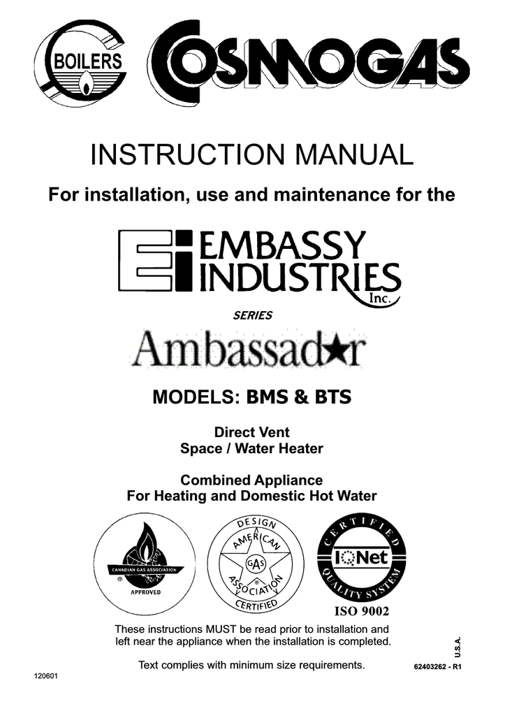 COSMOGAS BMS 10/20 Instruction manual | Manualzz