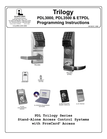 Alarm Lock PDL3000 US26D Access-Control Keypad Programming instructions ...