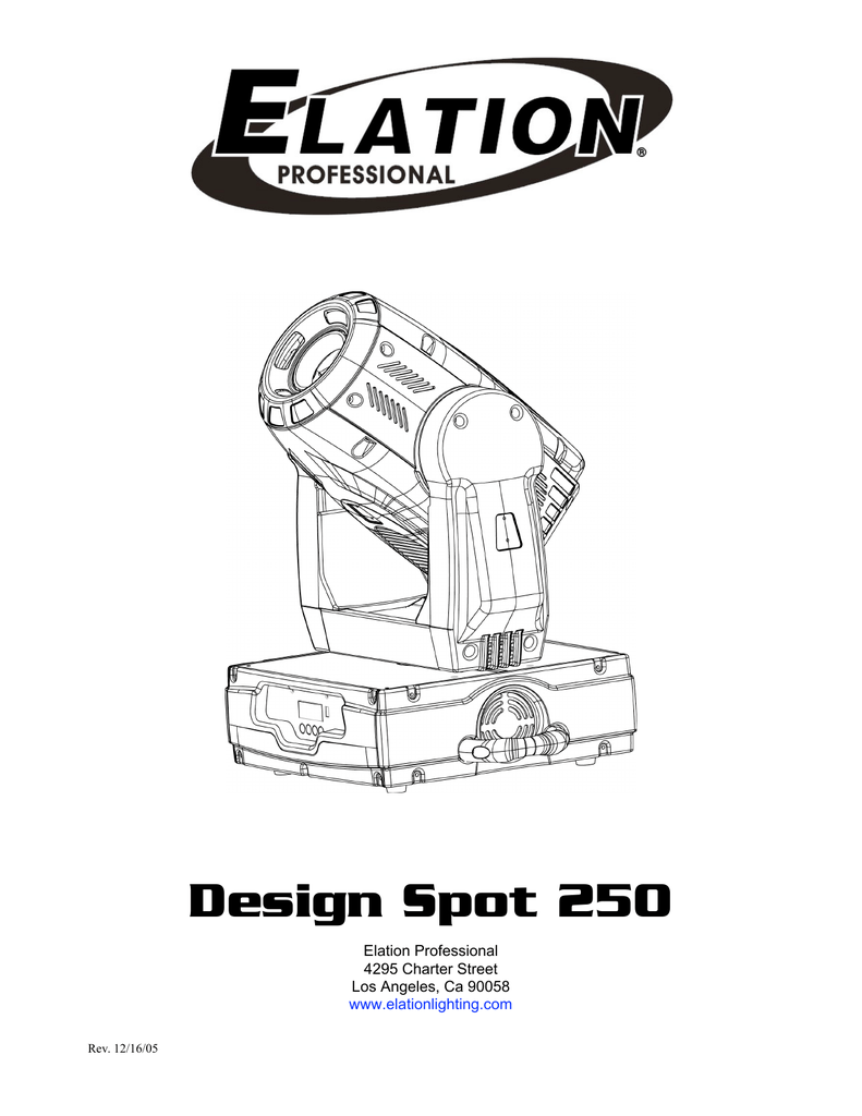 Elation Professional Spot 250 Work Light User manual | Manualzz