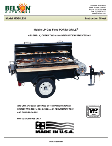 Belson MOBILE-II Grill Instruction Sheet | Manualzz