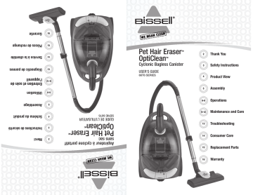 Bissell 66T6 Pet Hair Eraser OptiClean User's Guide | Manualzz