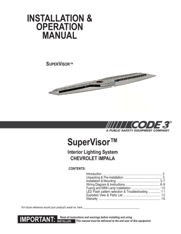 Code 3 SuperVisor Installation & Operation Manual | Manualzz
