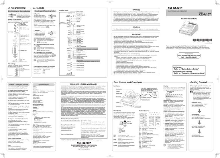 Sharp XE-A107 Installation guide | Manualzz