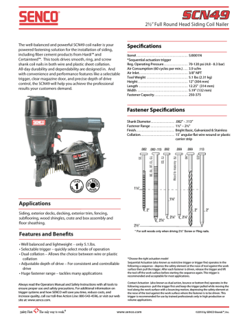 Senco 810001N SCN49 Coil Nailer Specification | Manualzz