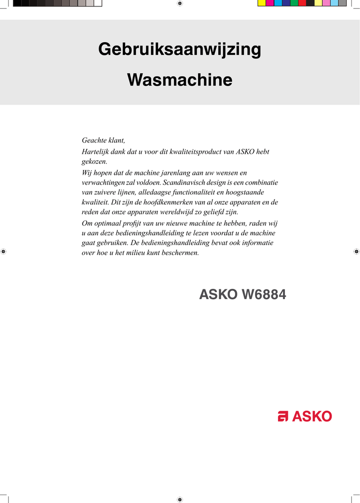Asko W6884ECO de handleiding | Manualzz