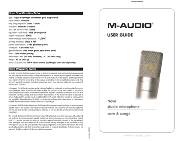 M-Audio Nova Studio Microphone User Guide | Manualzz