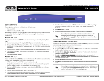 ADTRAN 3430 Network Router User's Manual | Manualzz