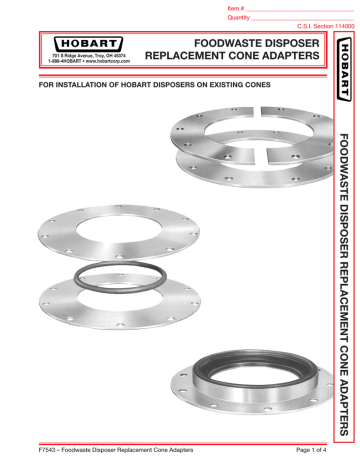 Hobart F7543 Garbage Disposal User manual | Manualzz