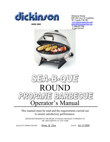 Dickinson SEA-B-QUE ROUND Operator's Manual | Manualzz