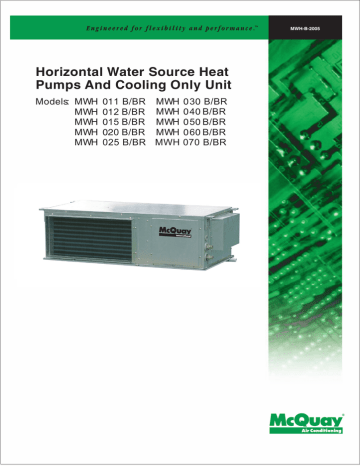 McQuay MWH040BR manual | Manualzz