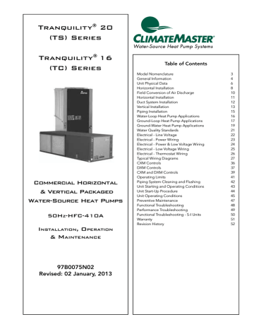 ClimateMaster Tranquility 20 TS & Tranquility 16 TC Installation Manual ...